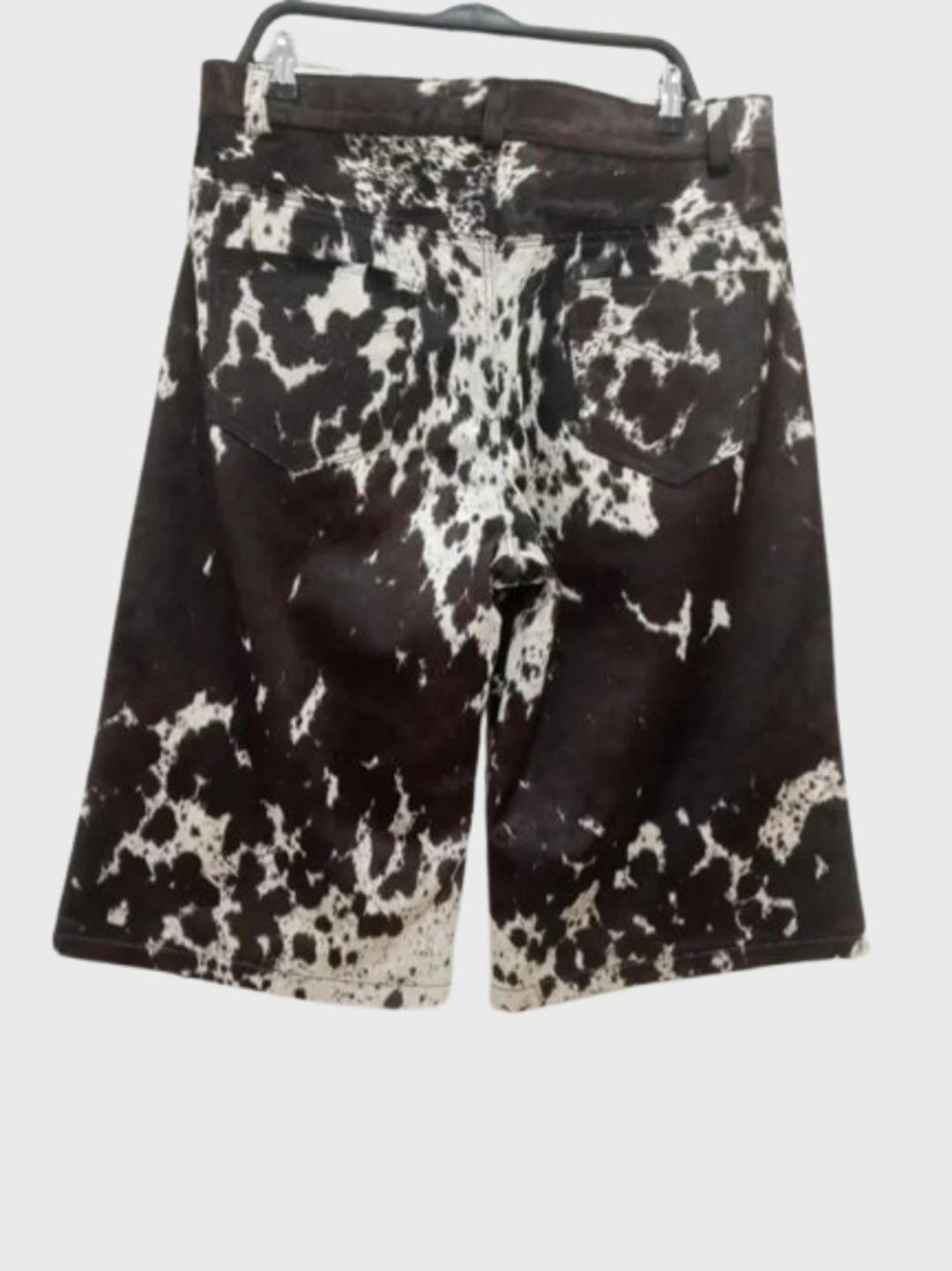 Handmade Cow Print Bleached Denim Shorts Unisex Streetwear Festival ...