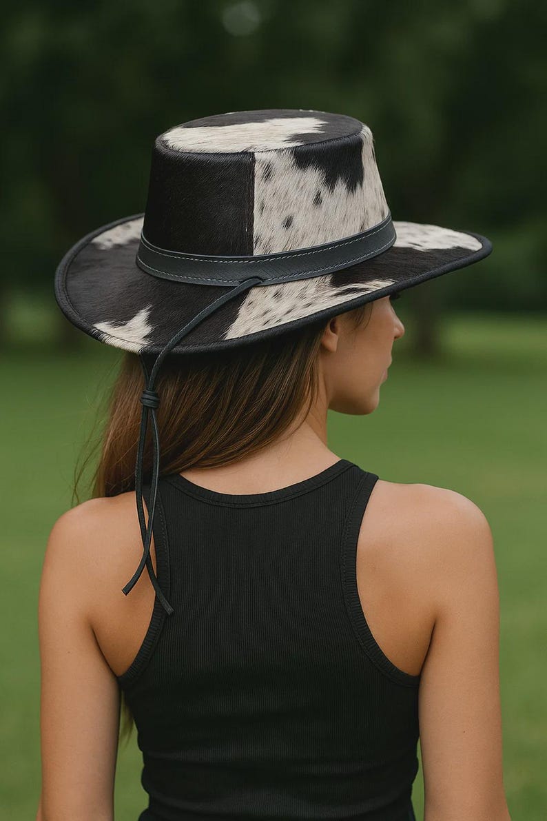 Handmade Cowhide Leather Cowboy Top Hat Western Steampunk Rodeo Style ...
