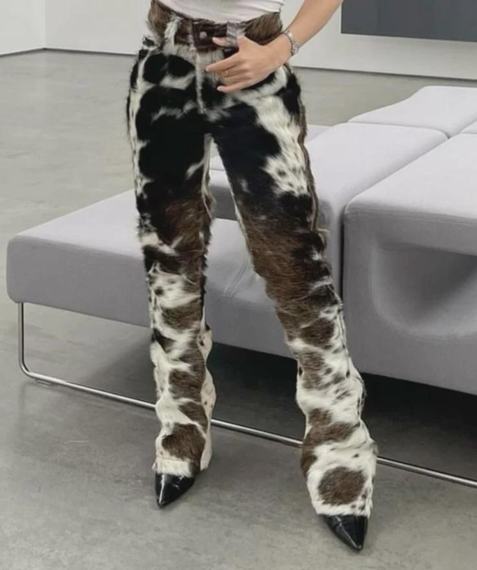 Handmade Cowhide Leather Pants Western Rodeo Style Hair on Cow Print - Etsy