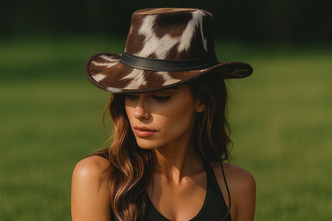 Handmade Cowhide Leather Cowboy Top Hat Western Steampunk Rodeo Style ...