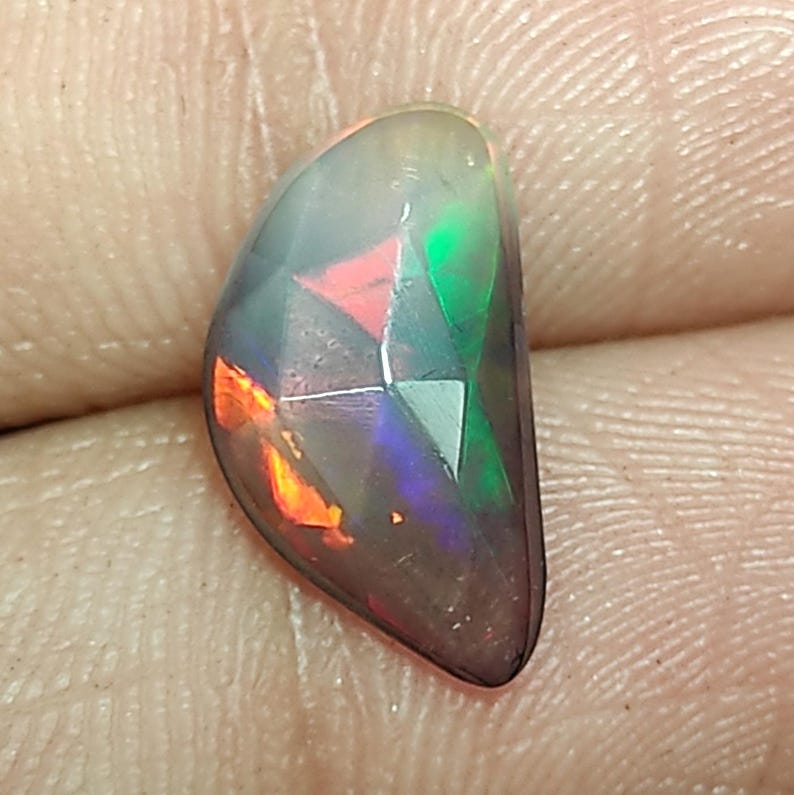 Black Ethiopian Opal Rose Cut Faceted : Natural Faceted Gemstone (1.50 ...