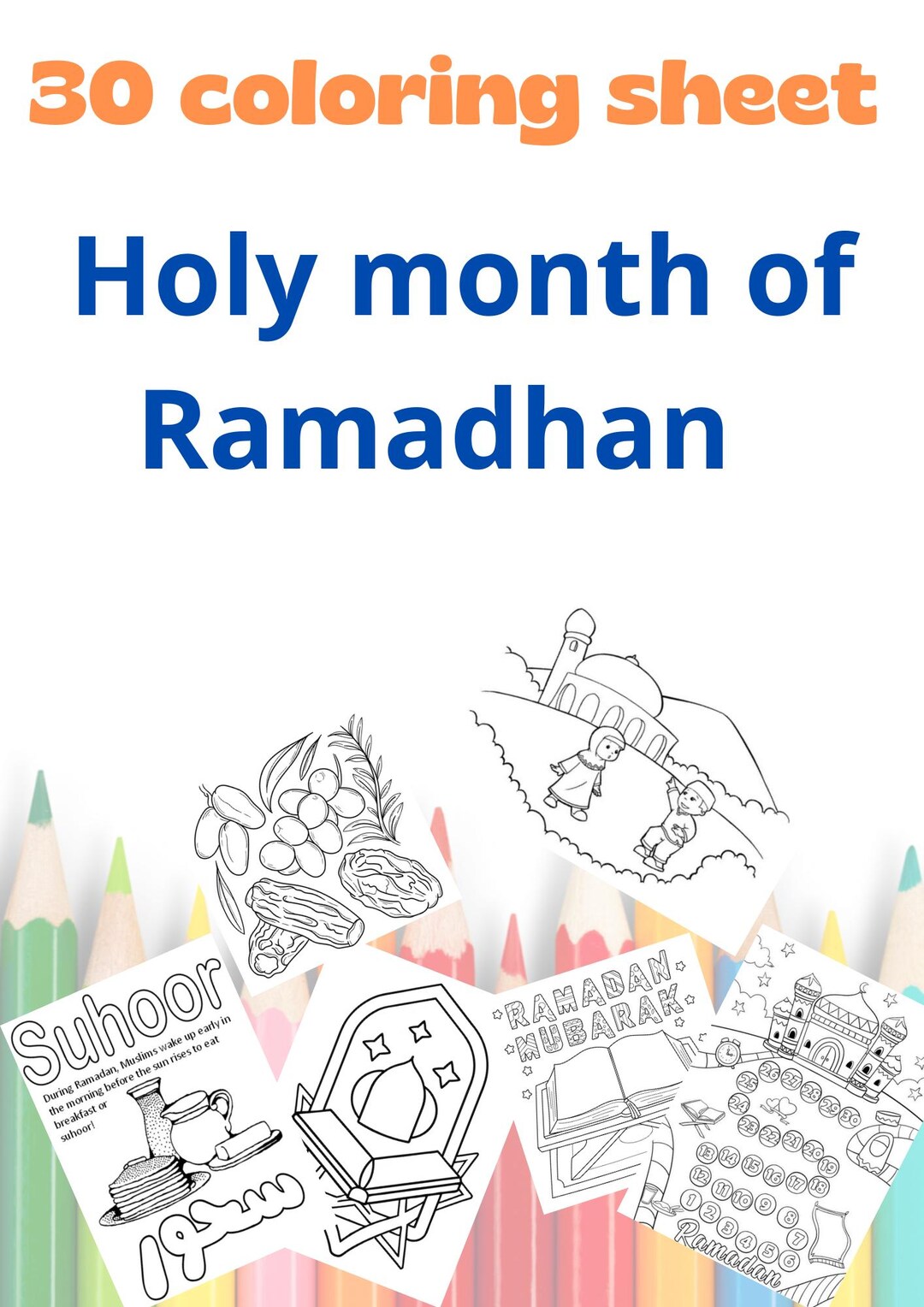 30 Coloring Printable Sheet Adjust for Ramadhan - Etsy