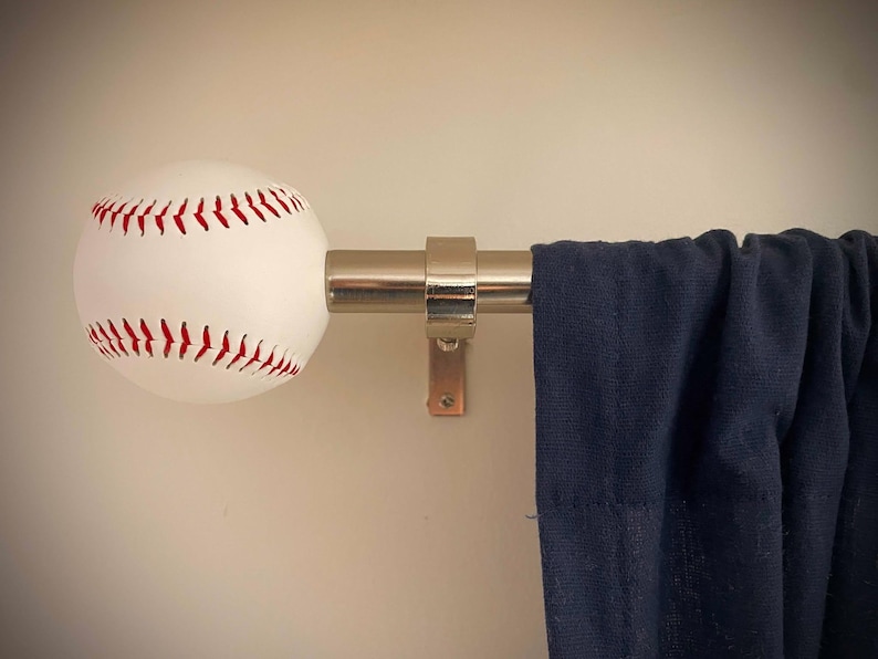 Baseball Curtain Rod Finials | Baseball Room Decor | Sports Decor for ...