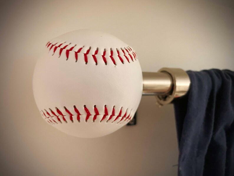 Baseball Curtain Rod Finials | Real Baseball Decor for Kids or Sports ...