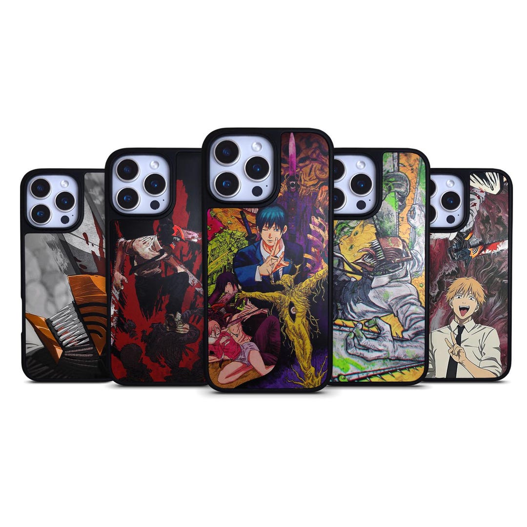 Chainsaw Anime Sleek Matte Black Devil Phone Case for iPhone 11 12 13 ...
