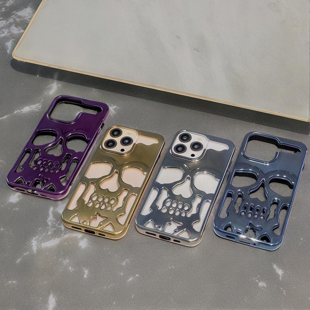 Glossy Hollow Skeleton Phone Case for iPhone 12 - 16 Pro Max/sasmsung ...