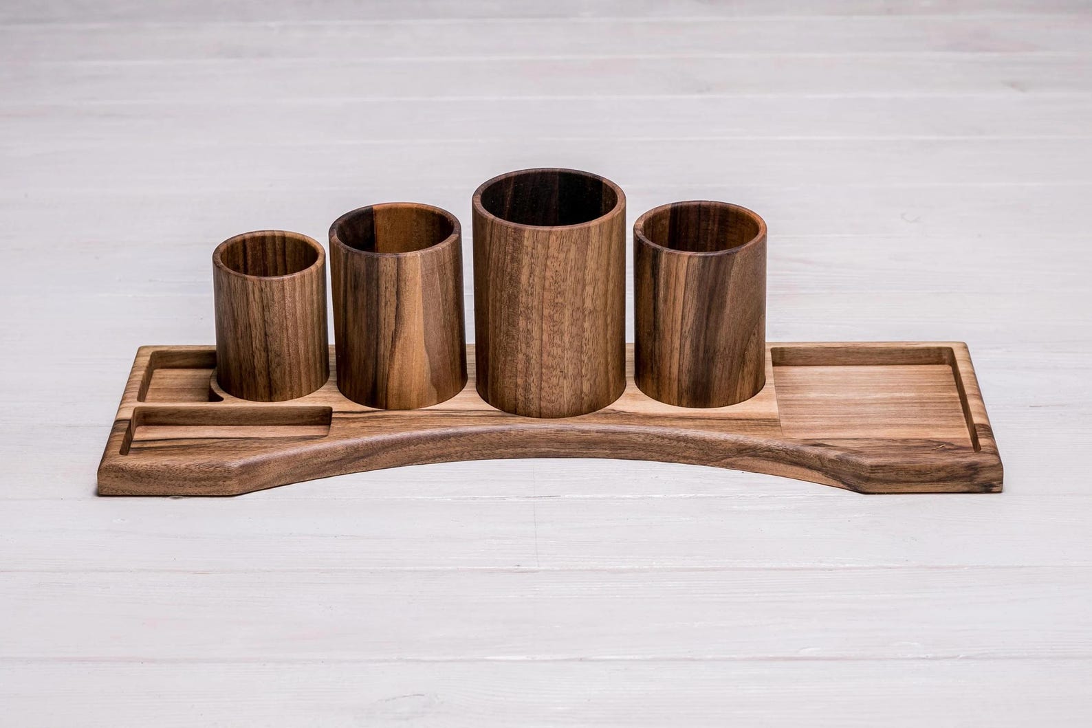 Premium Walnut Desk Organizer, Desktop Office Organizer for Stationery ...