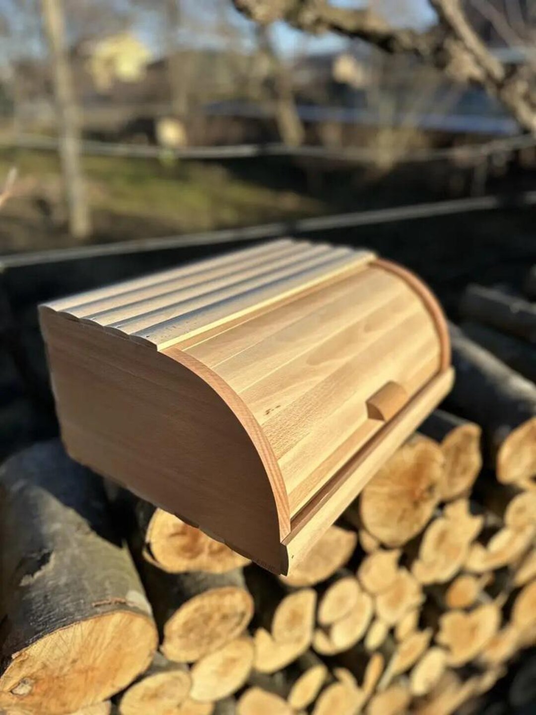Handcrafted Wooden Bread Box - Countertop Organizer | Wooden Box for ...