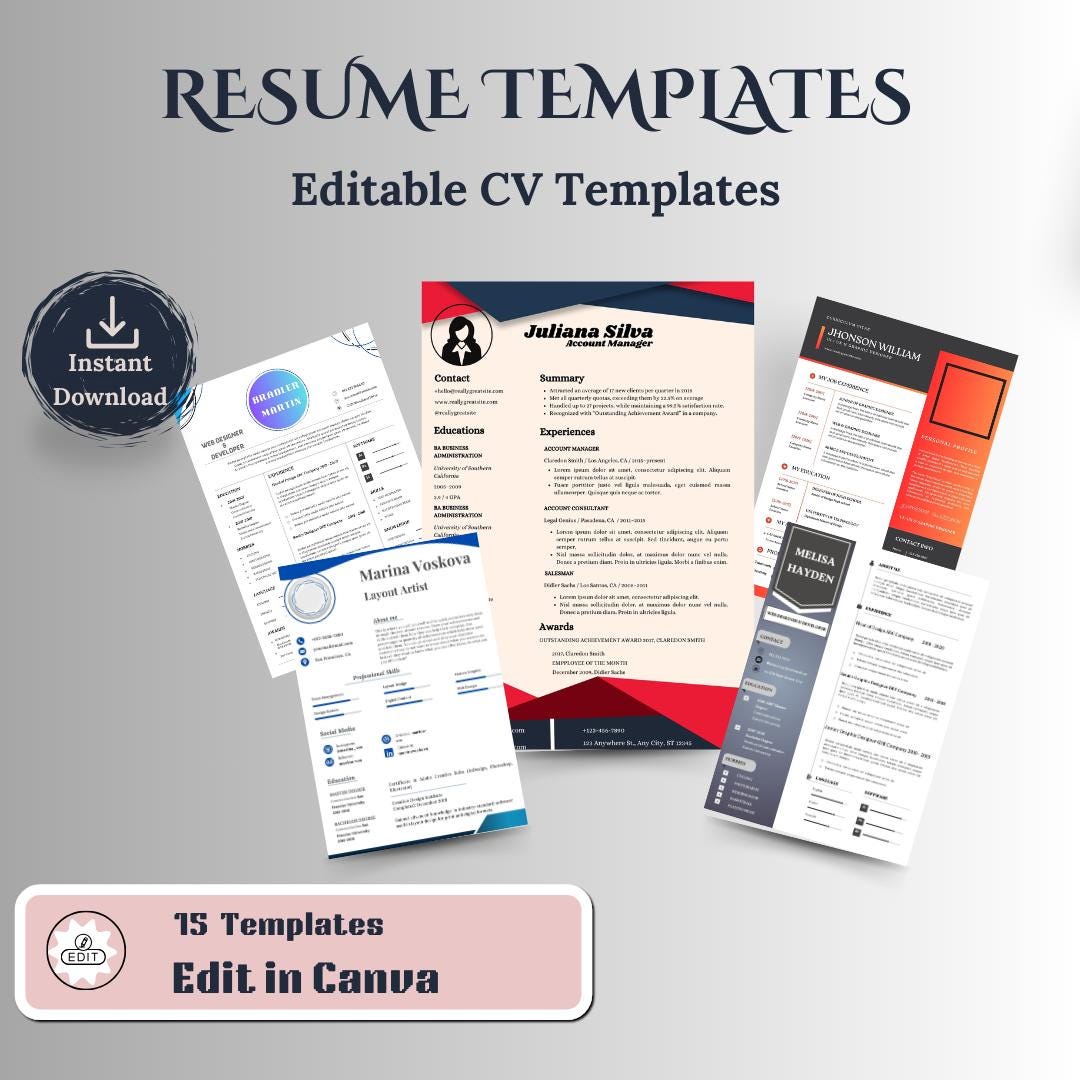 15 Editable Resume Templates Pdf Form, Minimalist CV Templates With 1 ...