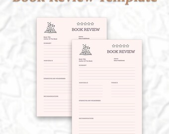 Book Review Template Pdf | Simple Book Review Printable | A5 Template ...