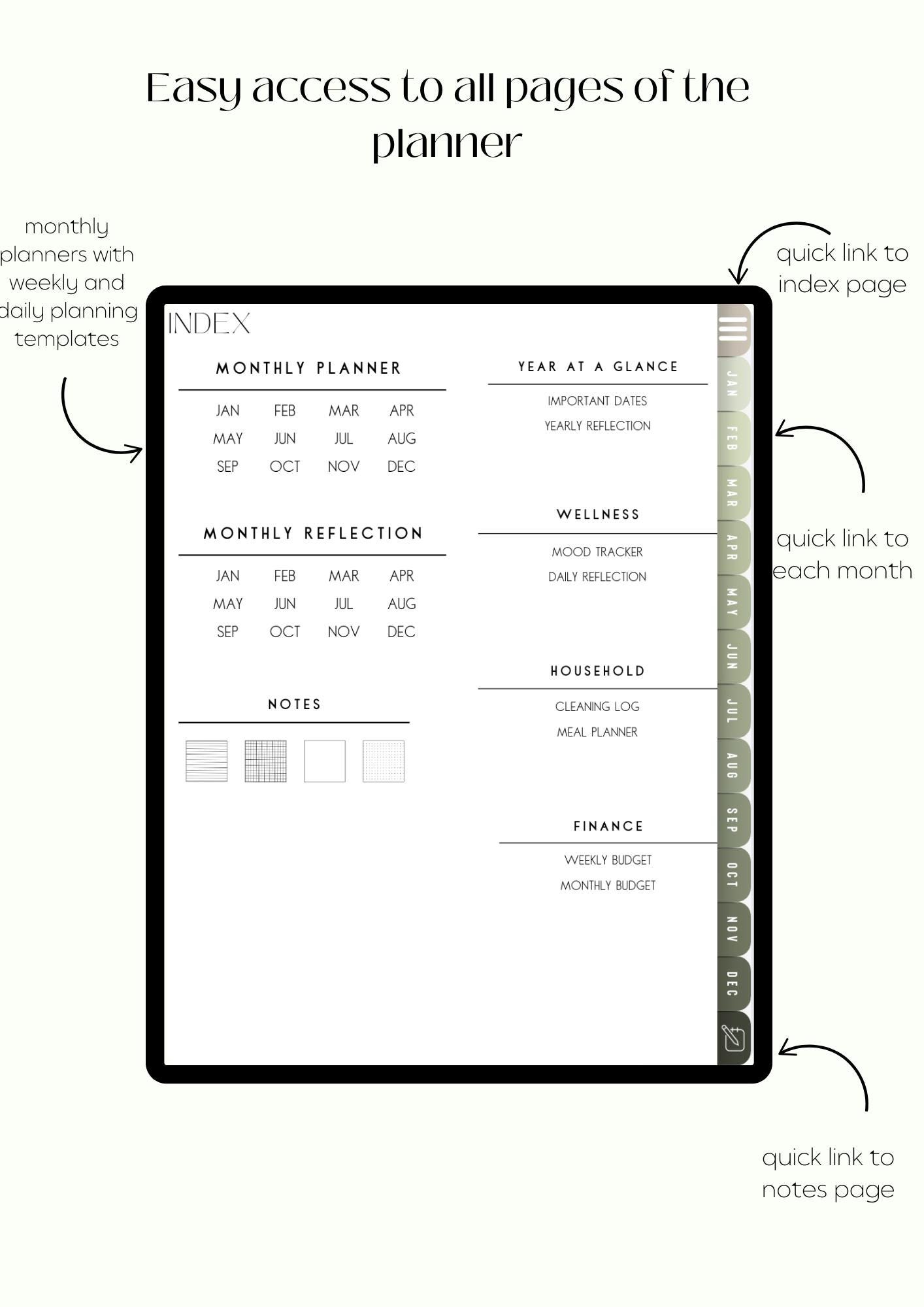 Monthly Digital Planner, Undated Digital Planner, Goodnotes Planner ...