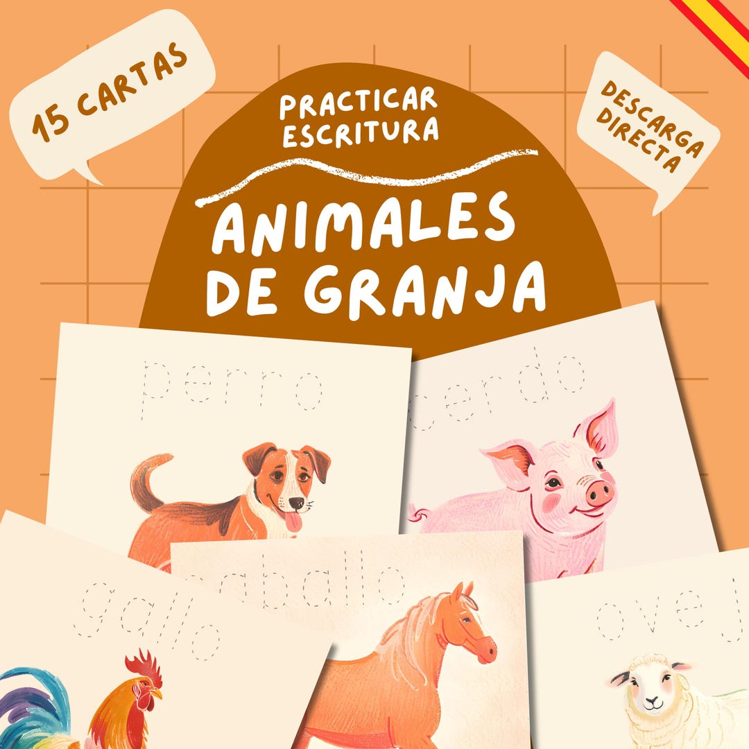 Cartas De Vocabulario Animales De Granja Aprender a Escribir Imprimible ...