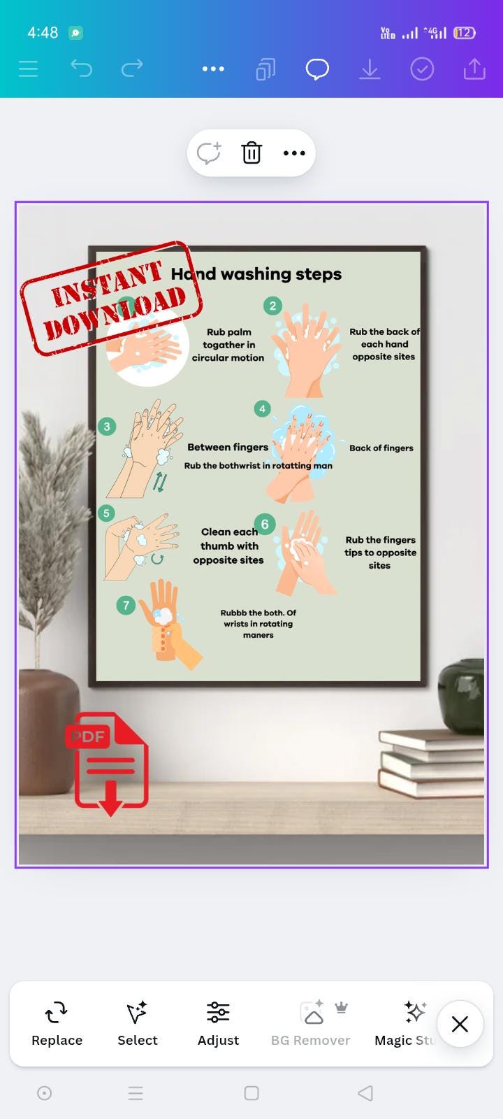 Hand Washing Steps Poster: Customizable Hygiene Guide (digital Download ...