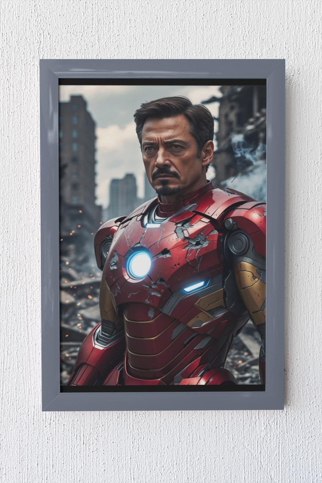 Battle-damaged Iron Man | Digital Download | Superhero Wall Art ...