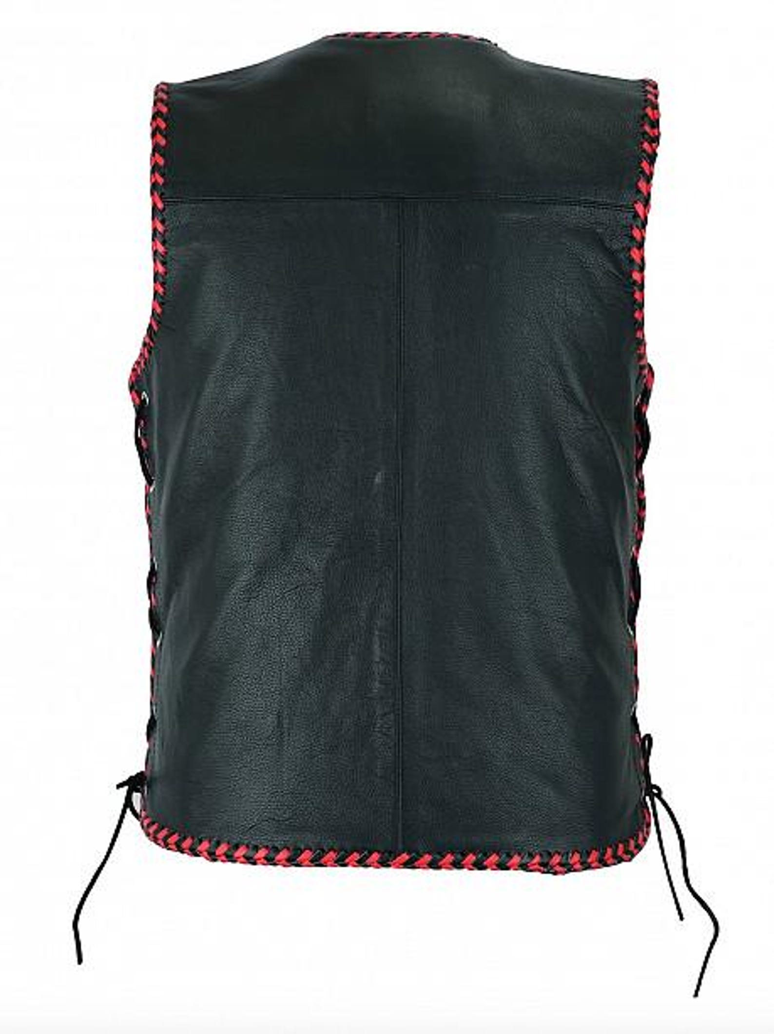 Buffalo Leather Motorcycle Club Red Ribbed Vest - Customizable ...