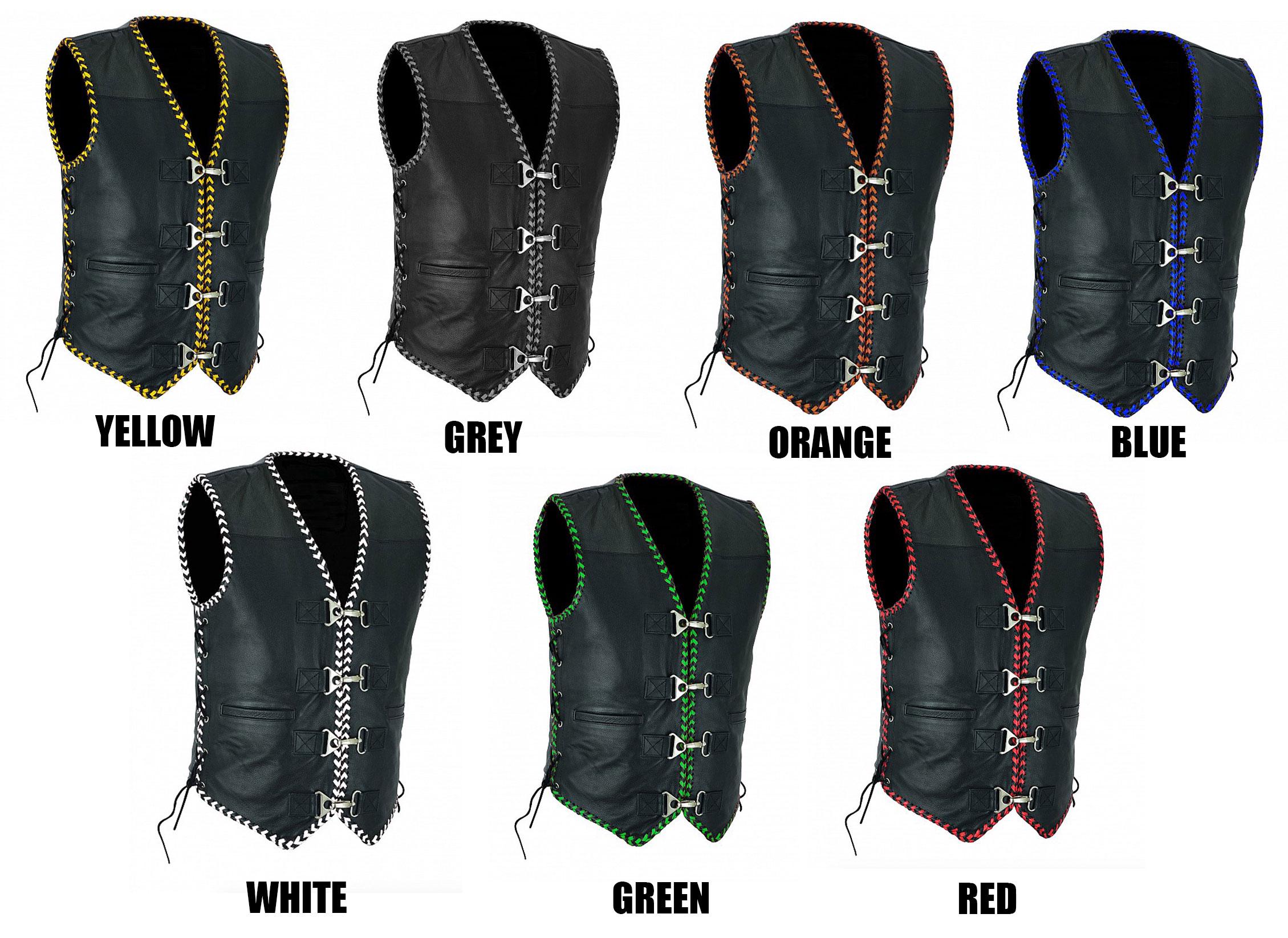 Buffalo Leather Motorcycle Club Red Ribbed Vest - Customizable ...