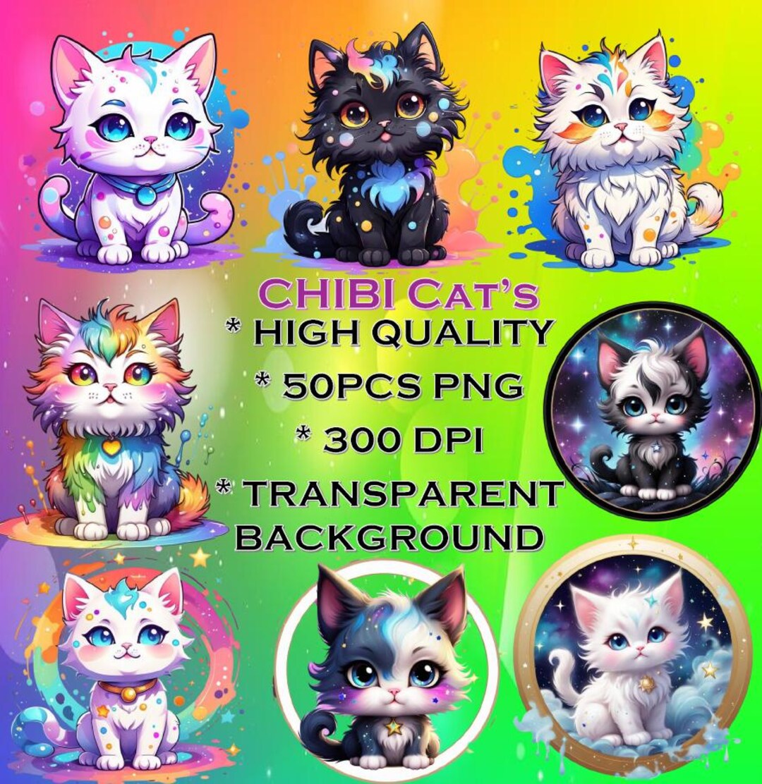 Cat 50 High Quality Cute Clipart | Pngs | 300 DPI | Transparent ...