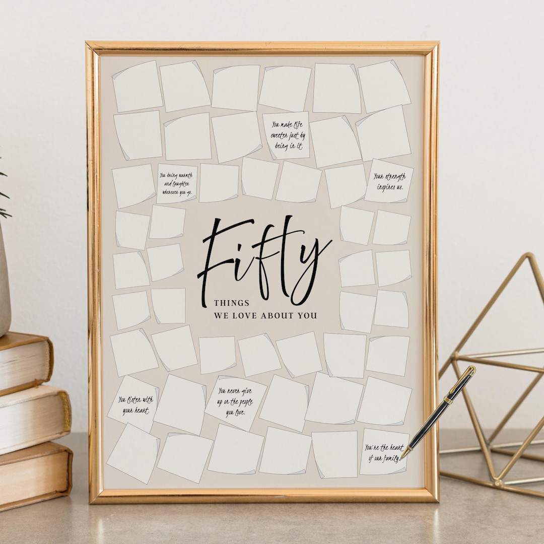 Fifty Things We Love About You Printable, Modern Minimalist Circles ...