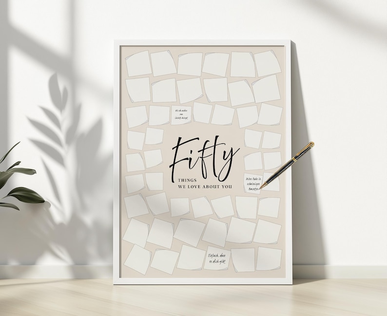 Fifty Things We Love About You Printable, Modern Minimalist Circles ...