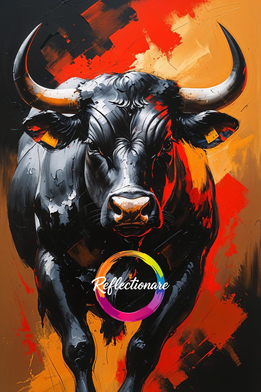 Abstract Bull Art Print, Modern House Decor, Bull Portrait, Unique ...