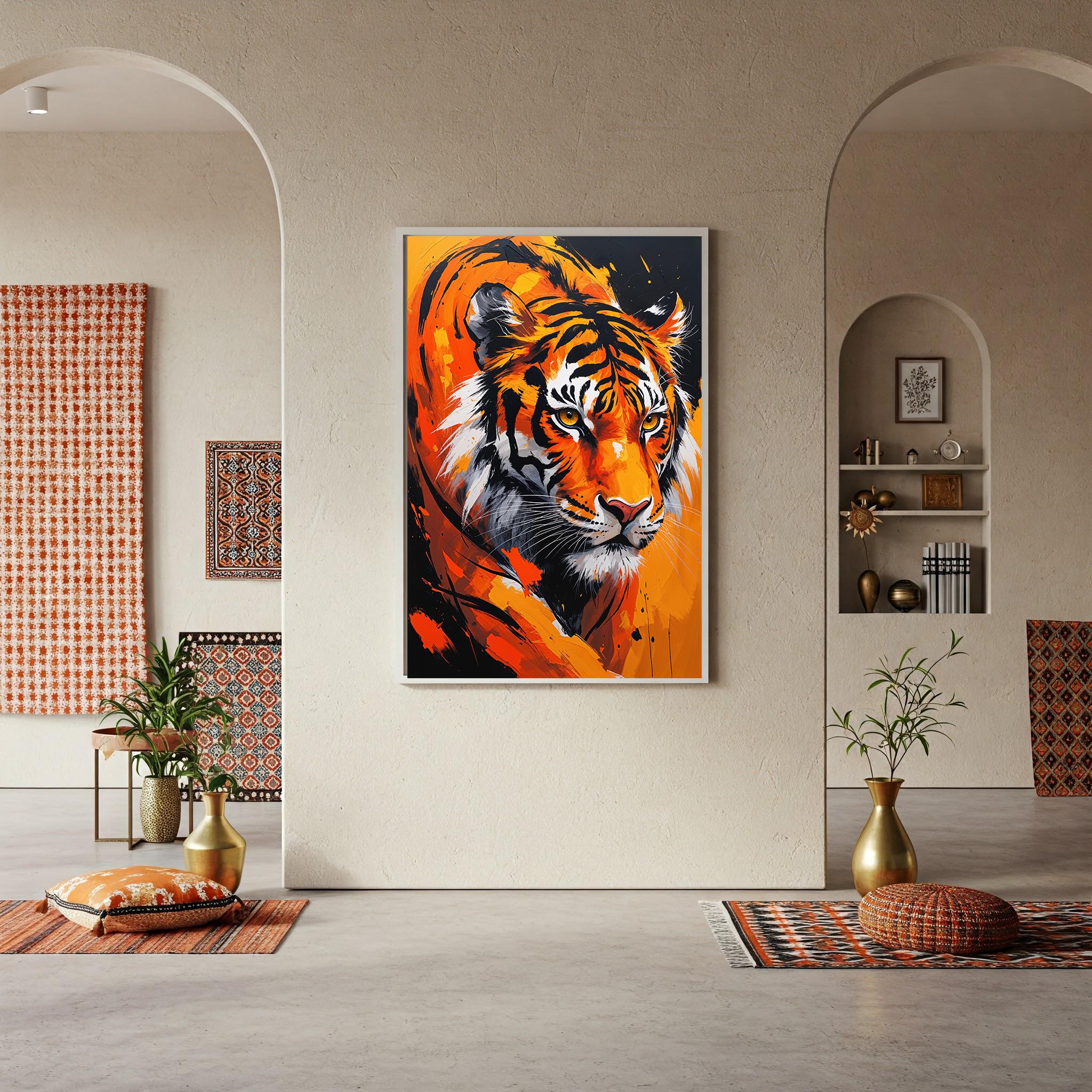 Abstract Tiger Art Print, Modern Wildlife Decor, Tiger Portrait, Unique ...