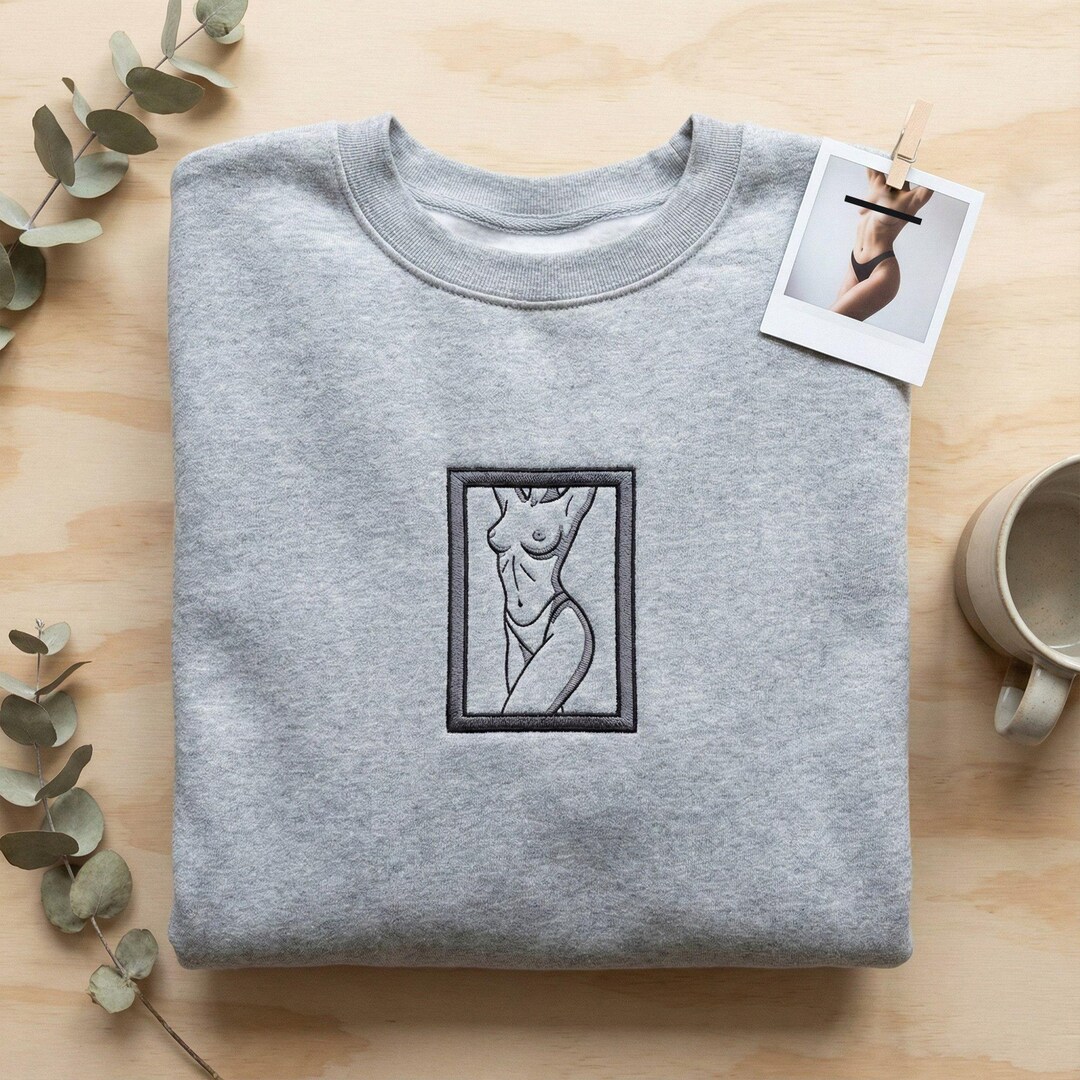 EMBROIDERED Spicy Sweater, Custom Portrait Couple Sweatshirt, Custom ...