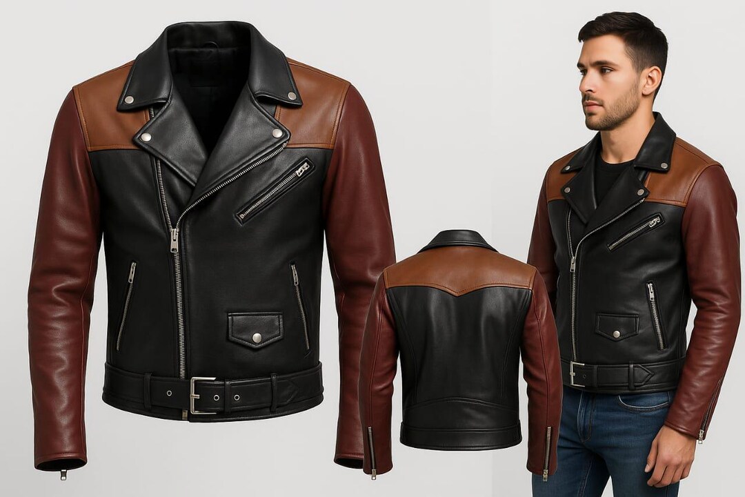 Men’s Black Leather Jacket | Custom Handmade Moto Coat | Durable Winter ...