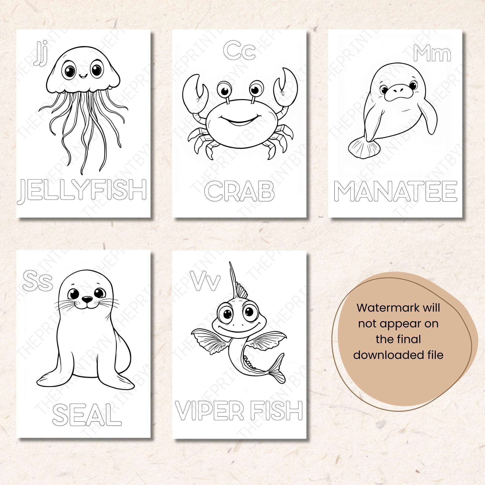 A-Z Alphabets Under the Sea Life Coloring Pages ABC Fun Entertaining ...