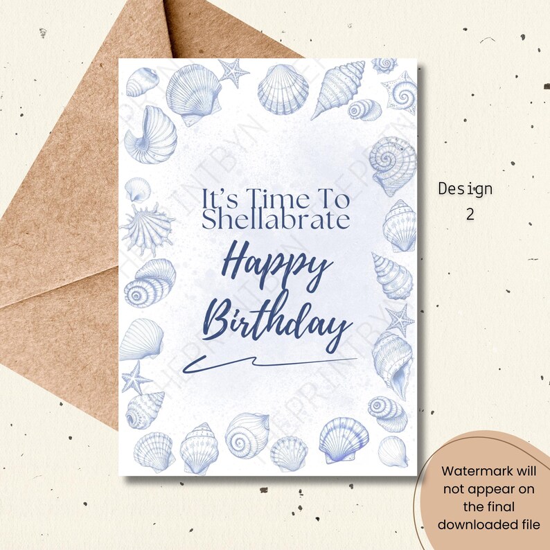 Printable Digital Birthday Card Time to Shellabrate Birthday Card Ocean ...