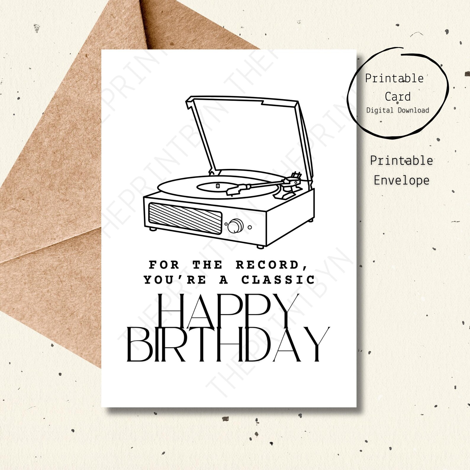 Printable Digital Birthday Card Vinyl Record for the Record You're a ...