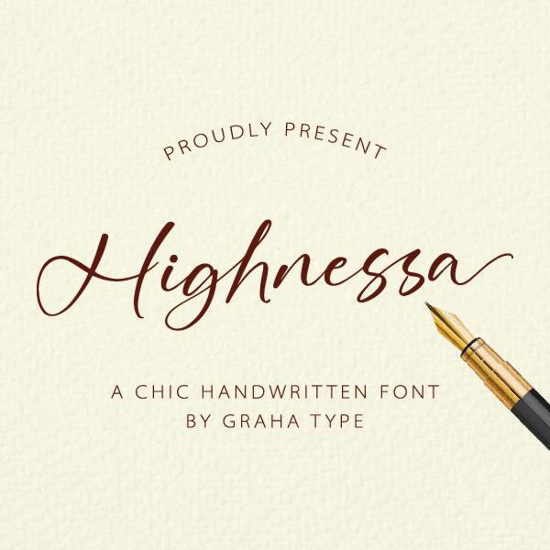 Highnessa - Chic Handwritten Font, Script Font, Handwritten Font ...