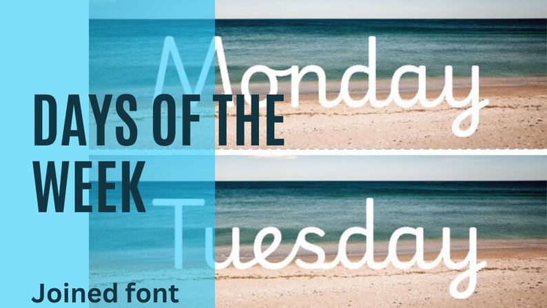 Days of the Week Classroom Display on Beach Background Joined Font - Etsy