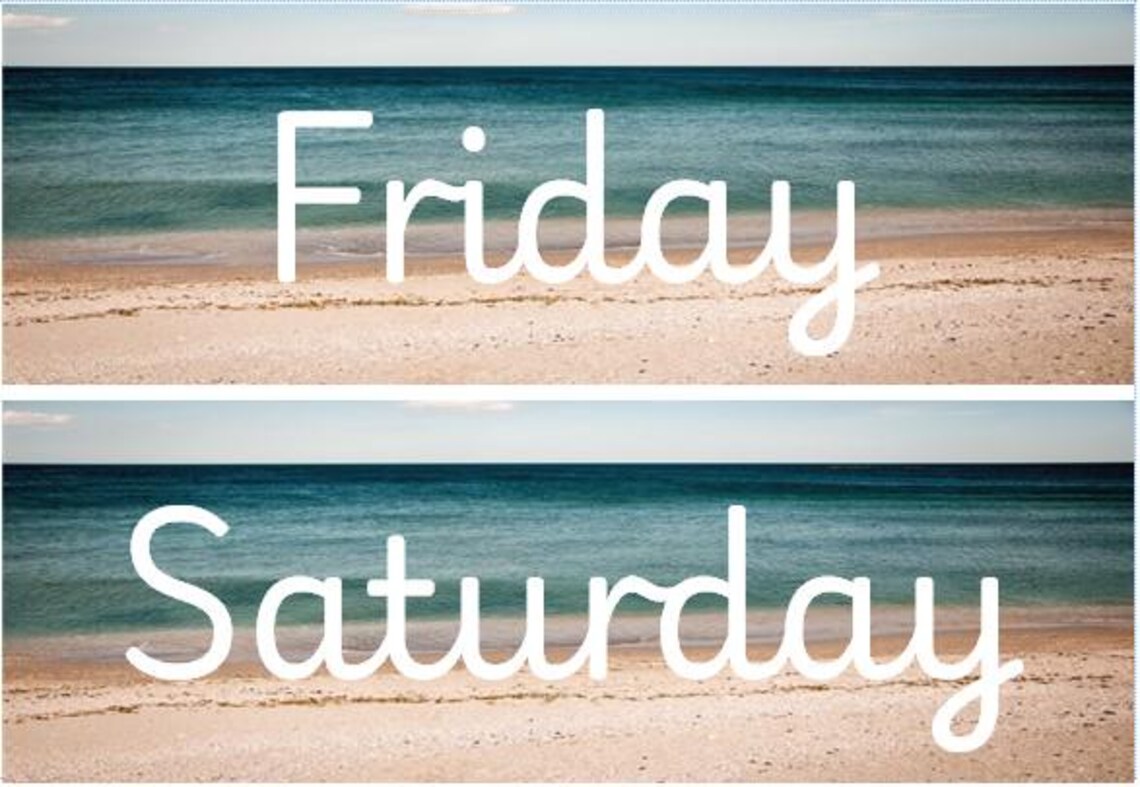 Days of the Week Classroom Display on Beach Background Joined Font - Etsy