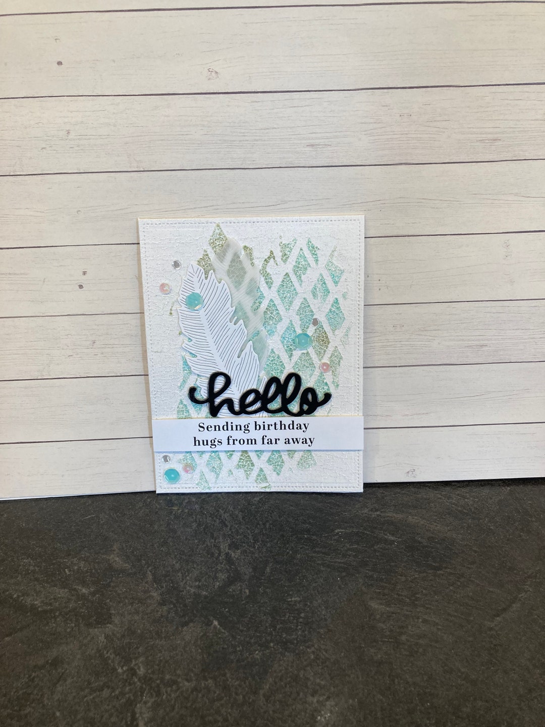 Hello Birthday Greeting Card, Handmade Birthday Card, Mixed Media ...