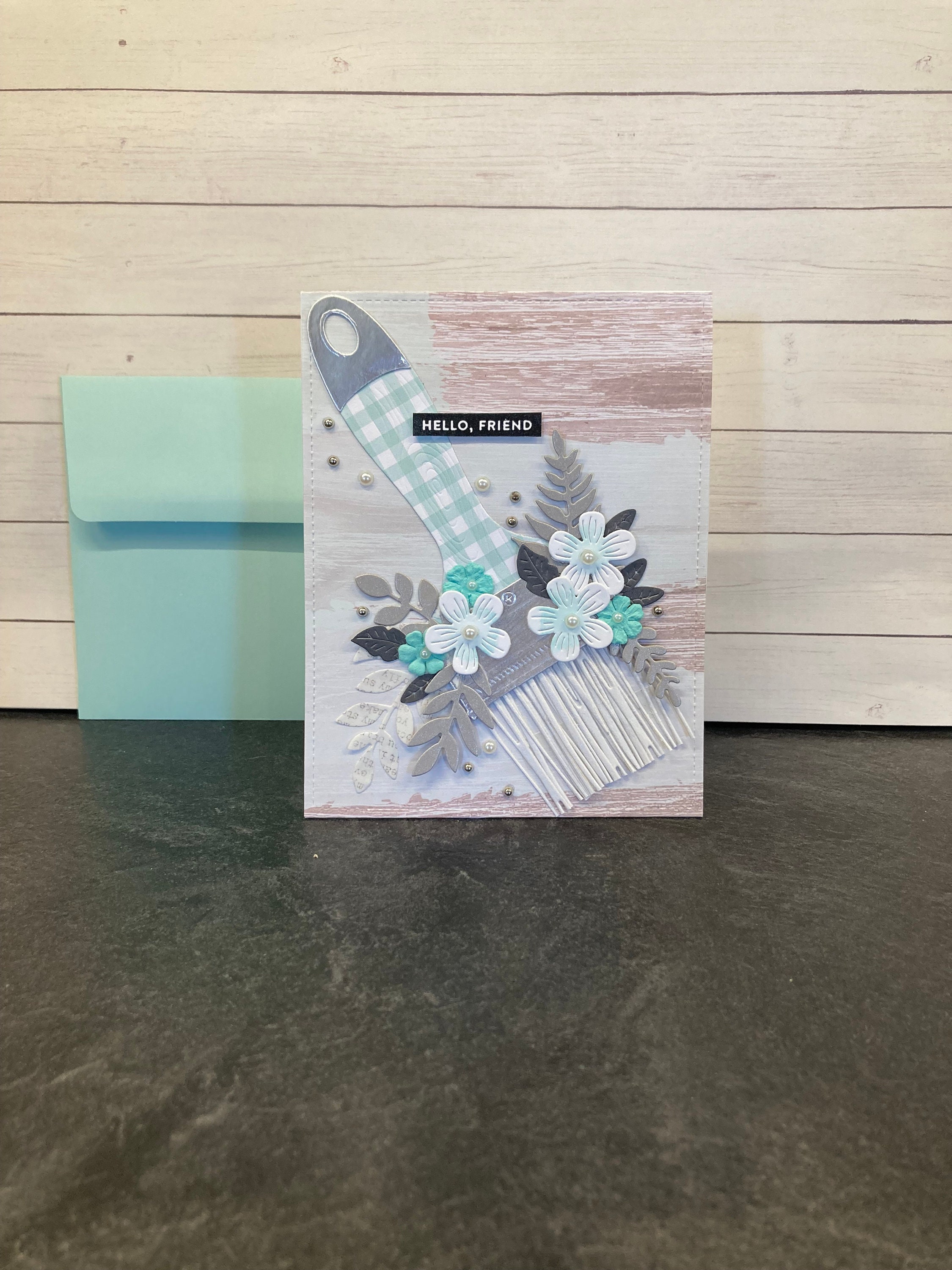 Birthday Card Paintbrush Birthday Card With Flowers Friend - Etsy