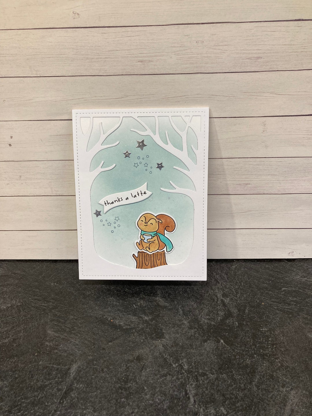 Thank You Card, Handmade Thank You Card, Thanks a Latte Card, Paper ...