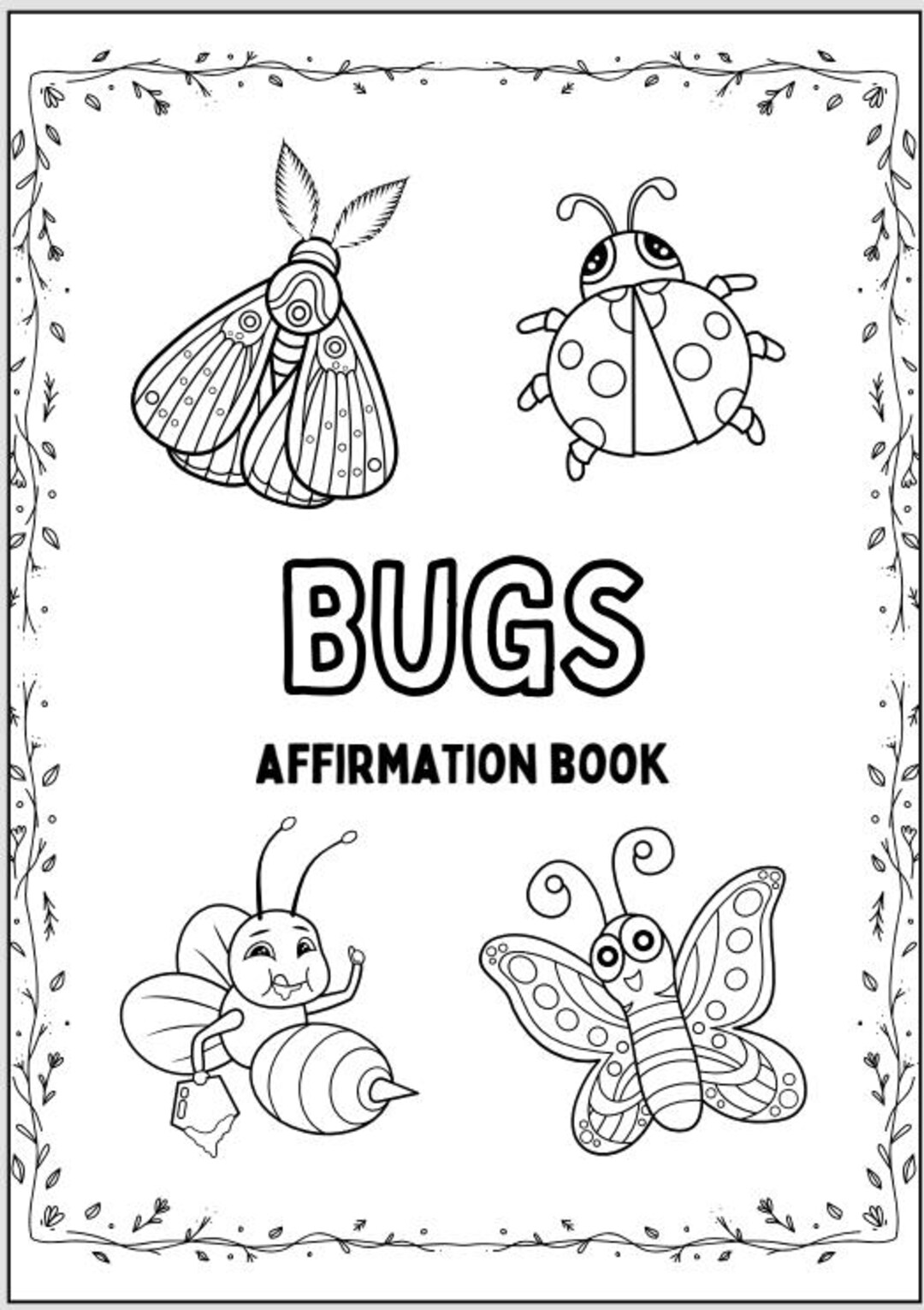 Affirmation Words Coloring Book - Bugs - Etsy