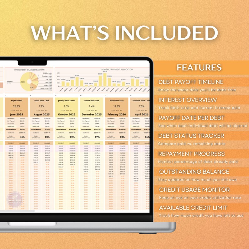 Debt Snowball Tracker Orange Yellow Google Sheets Planner Debt Payoff ...