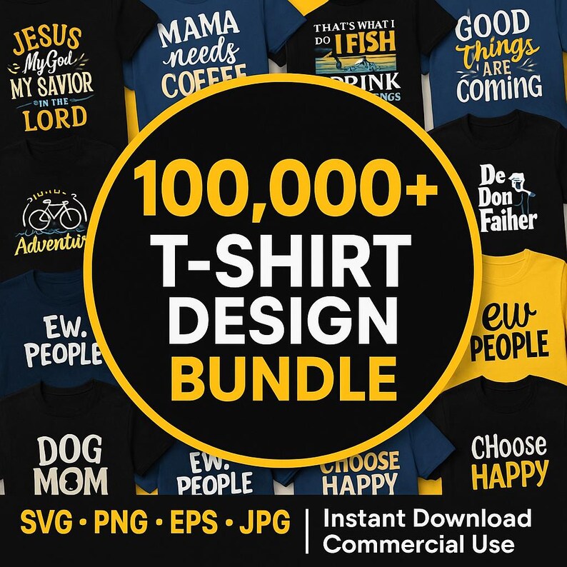 100K+ T-shirt Designs Bundle | SVG Png JPG EPS | for Merch, Print on ...