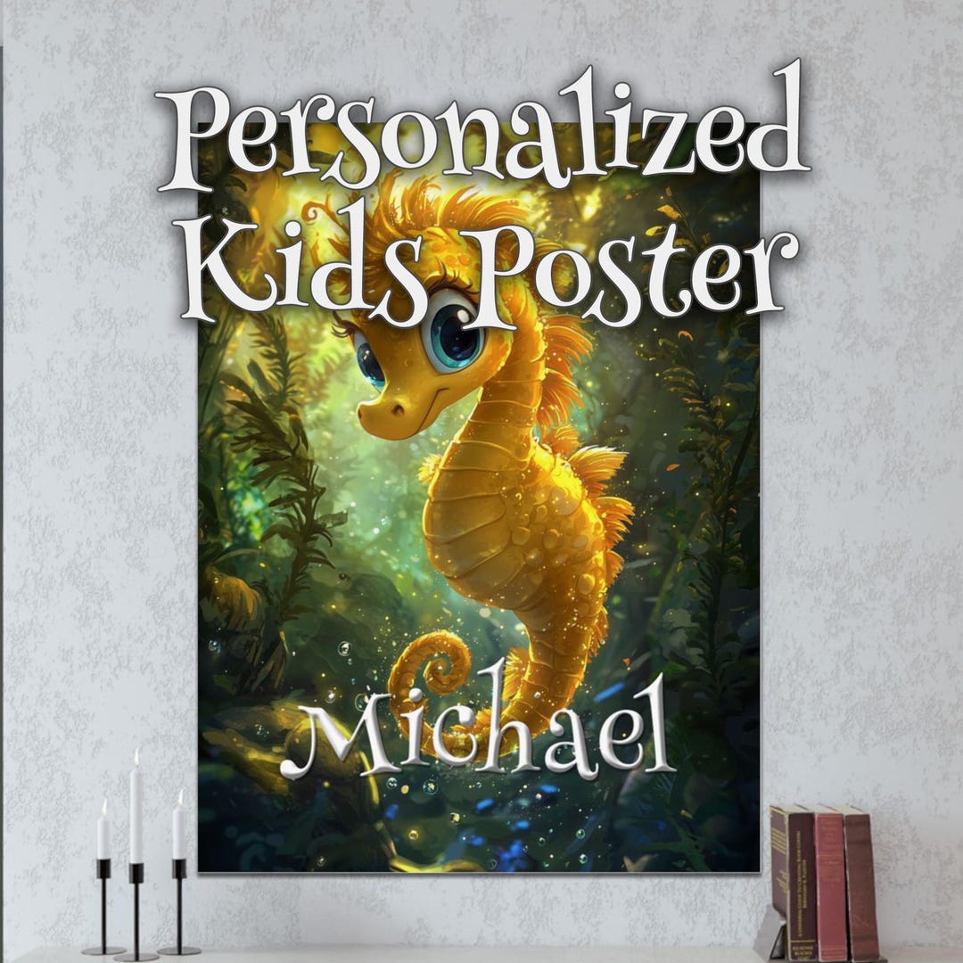 Personalized Seahorse Poster for Kids Poster – Preschool Wall Decor ...