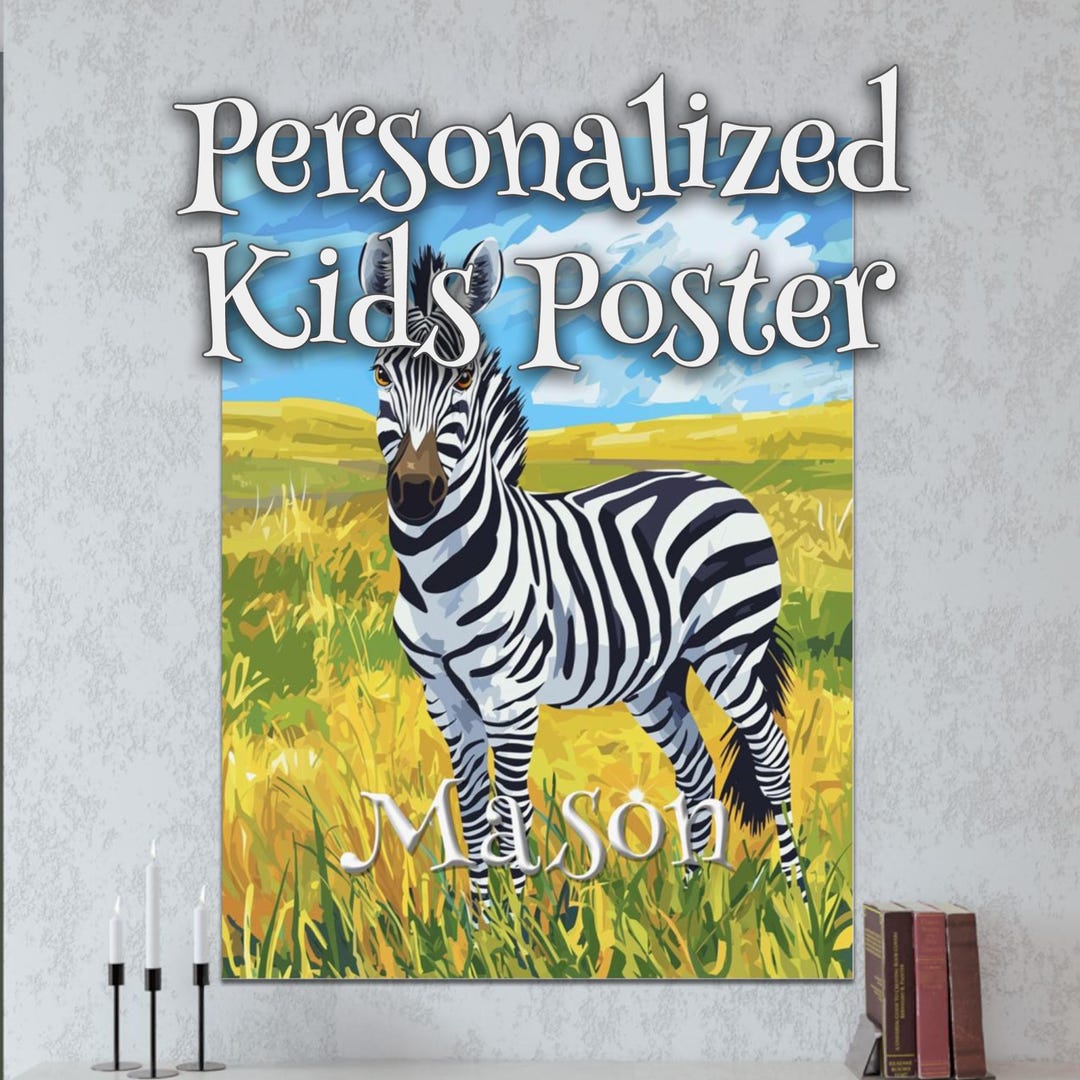 Personalized Zebra Poster for Kids Poster – Preschool Wall Decor ...