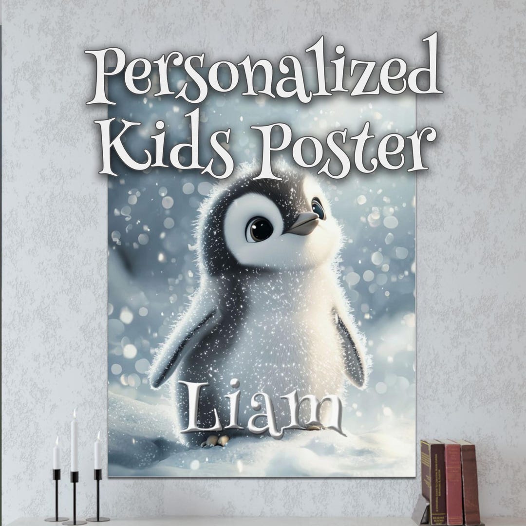 Personalized Penguin Chick Poster for Kids Poster – Early Learning Art ...