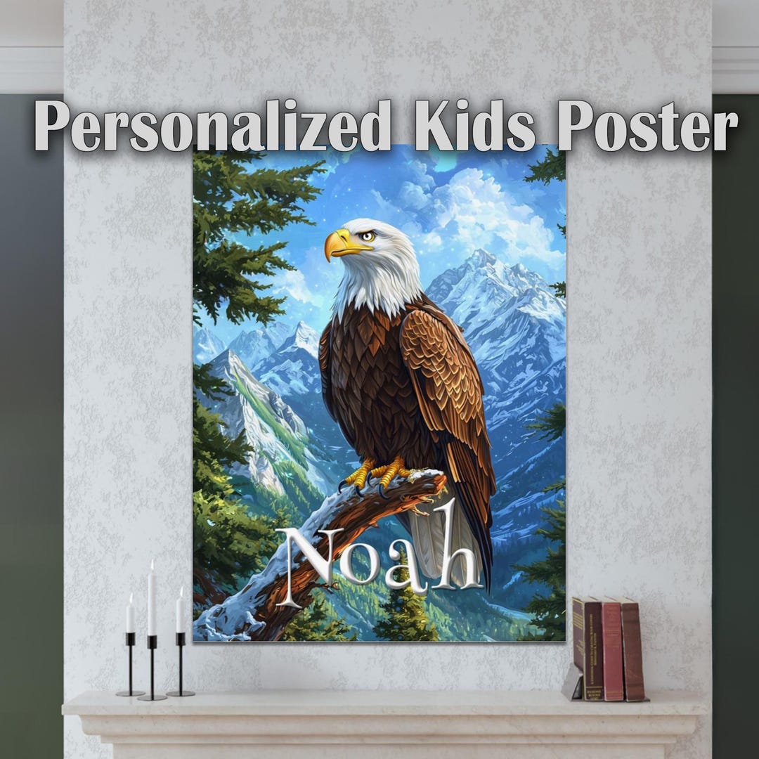 Personalized Bald Eagle Poster for Kids – Vibrant Color Print ...