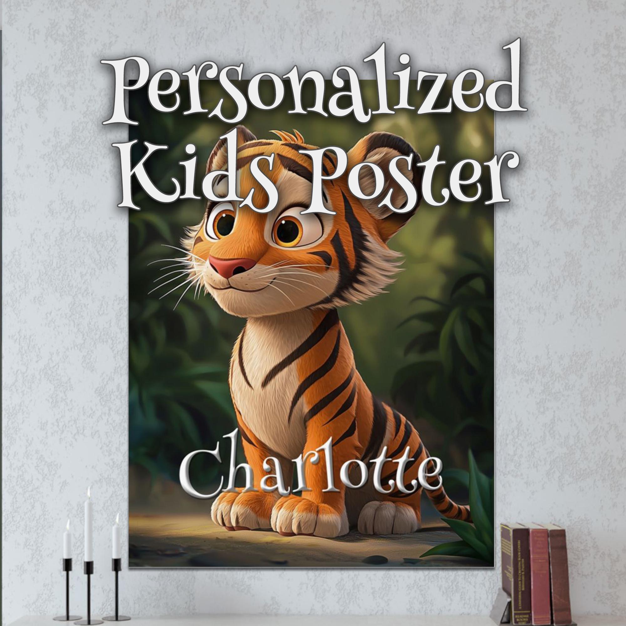 Personalized Tiger Poster for Kids Poster – Perfect Kids Gift – Custom ...