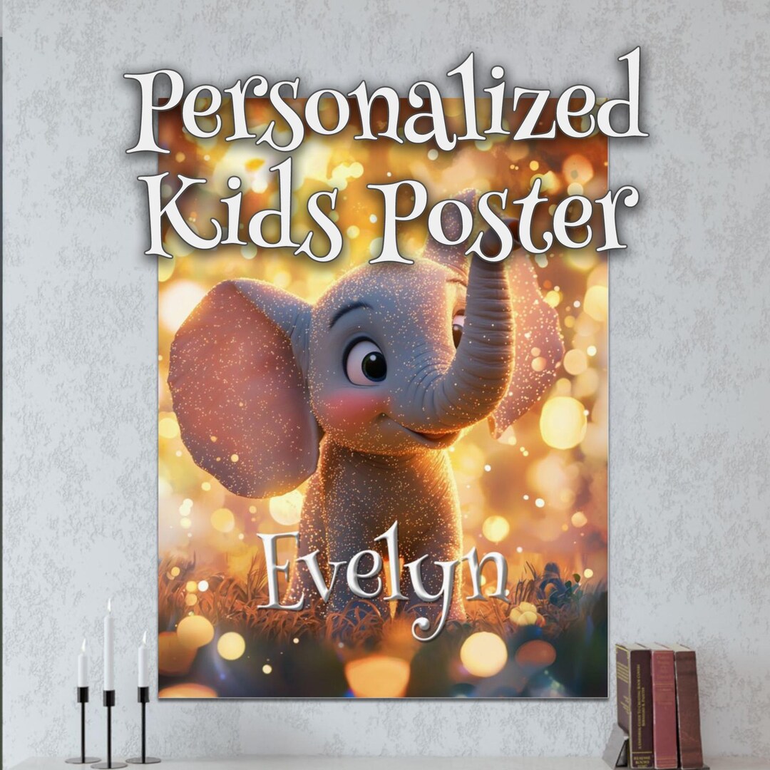Personalized Elephant Poster for Kids Poster – Grandchild Gift Idea ...