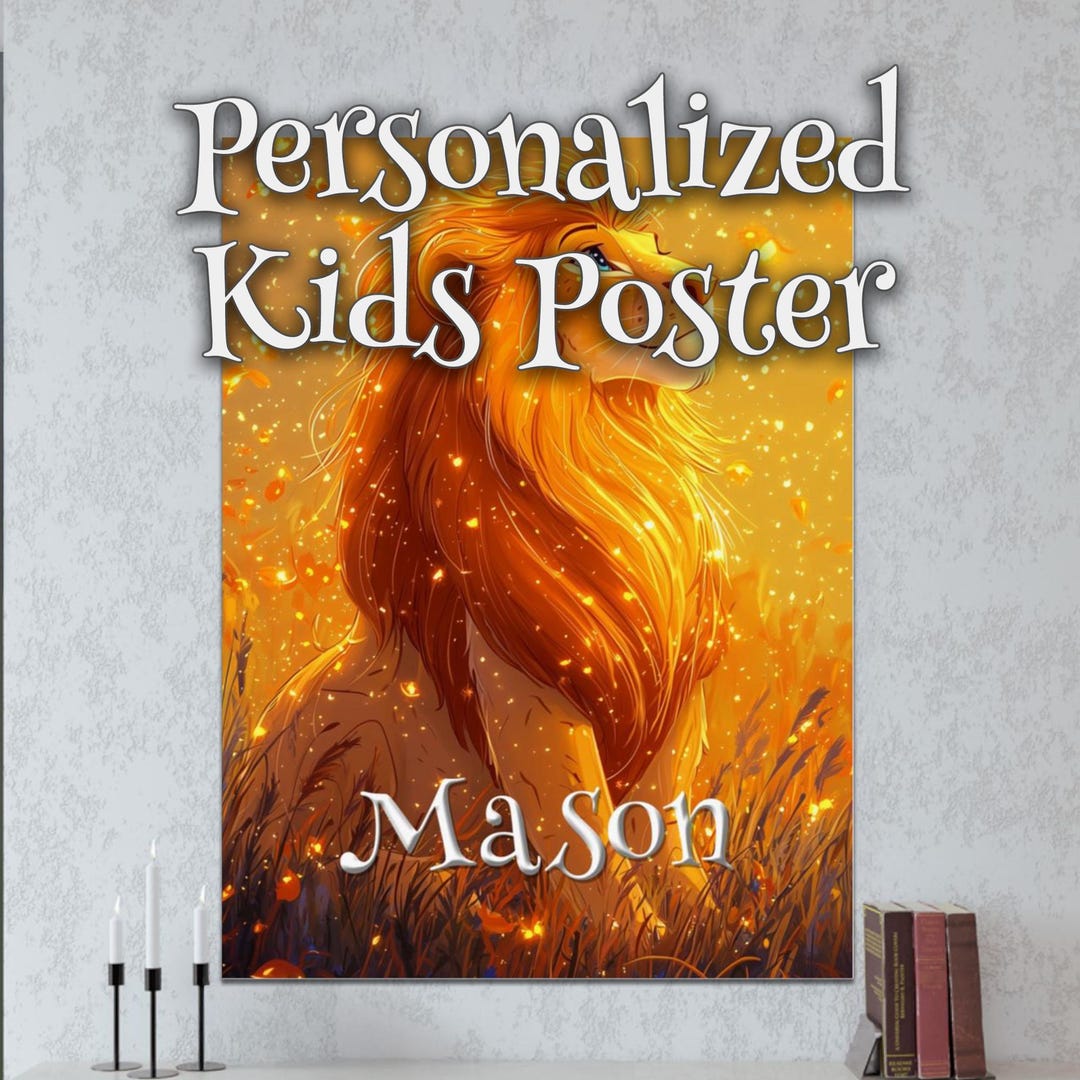 Personalized Lion Poster for Kids Poster – Modern Wall Poster – Unique ...