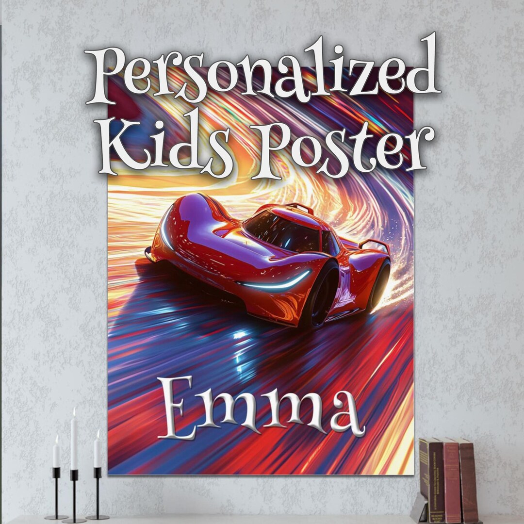 Personalized Racecar Poster for Kids Poster – Ideal Gift for Boys ...