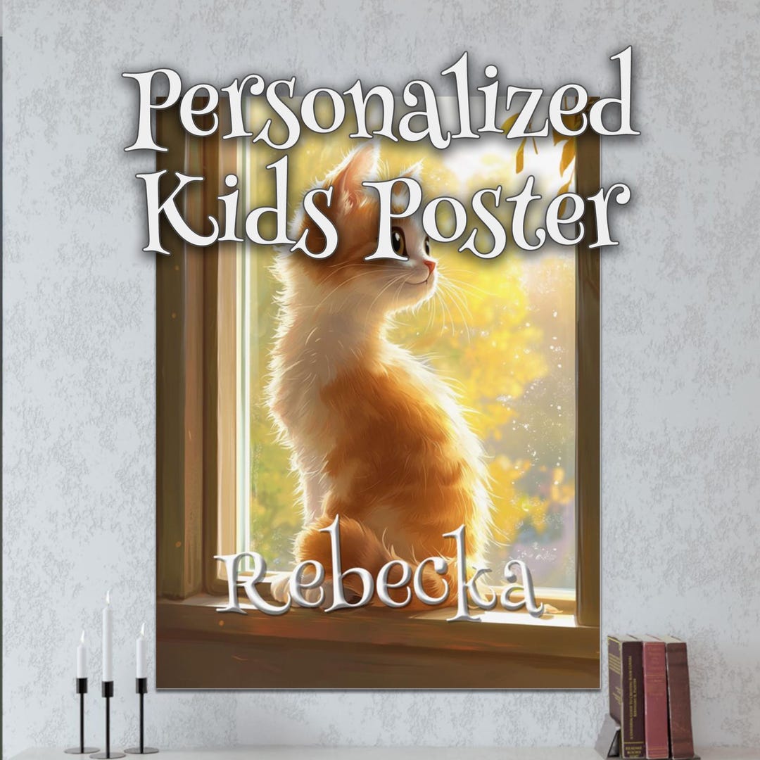 Personalized Cat Poster for Kids Poster – Vibrant Color Print – Perfect ...