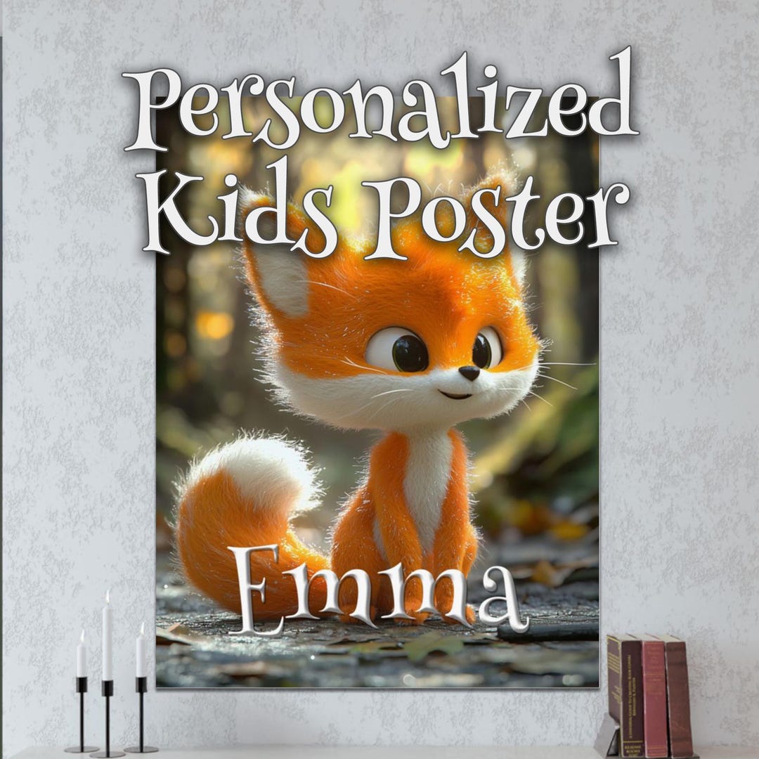 Personalized Fox Cub Poster for Kids Poster – Unique Art Display ...