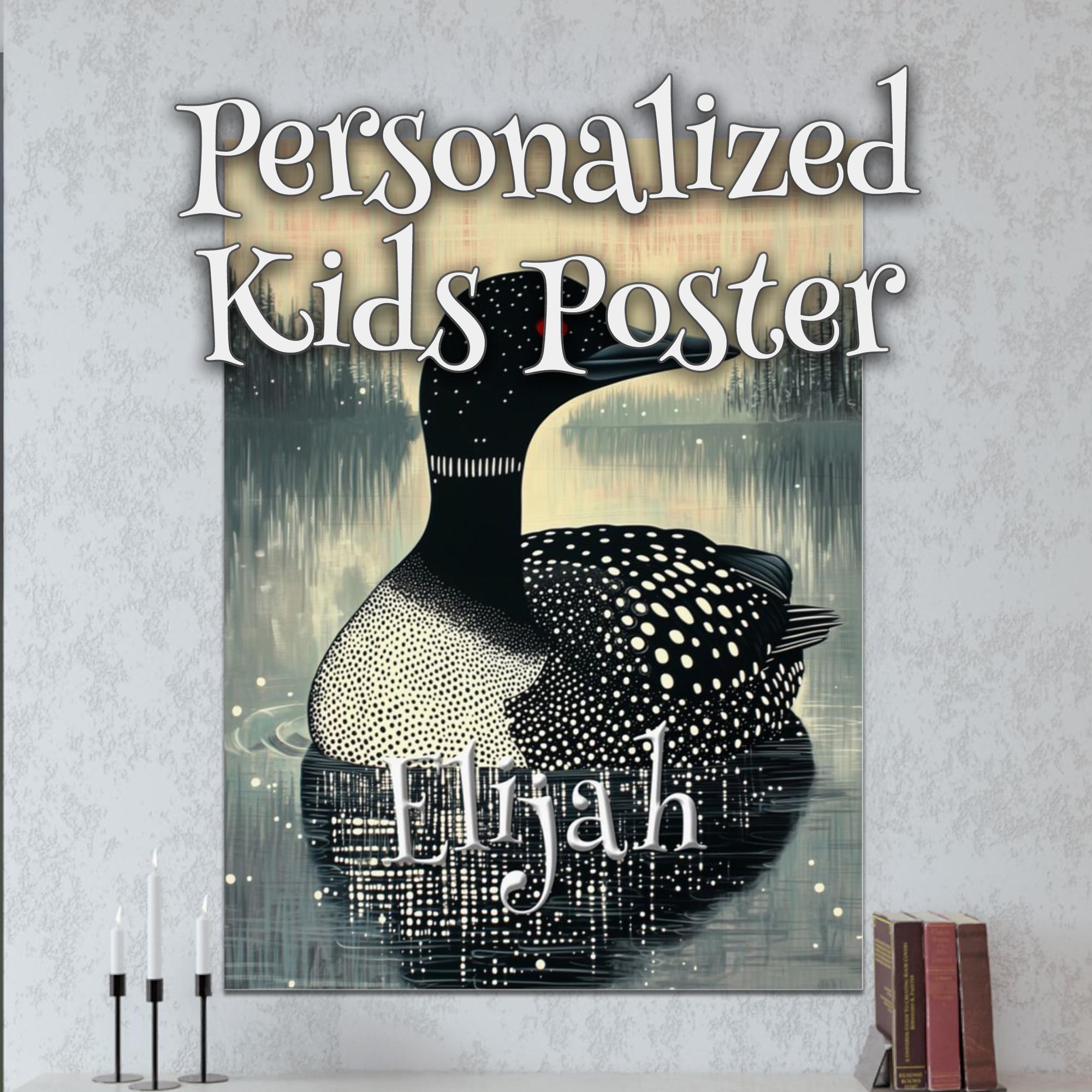 Personalized Common Loon Poster for Kids Poster – Perfect Kids Gift ...
